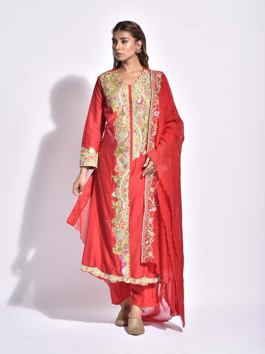 Buy Red Embroidered Suit Set Online – Vasansi Jaipur