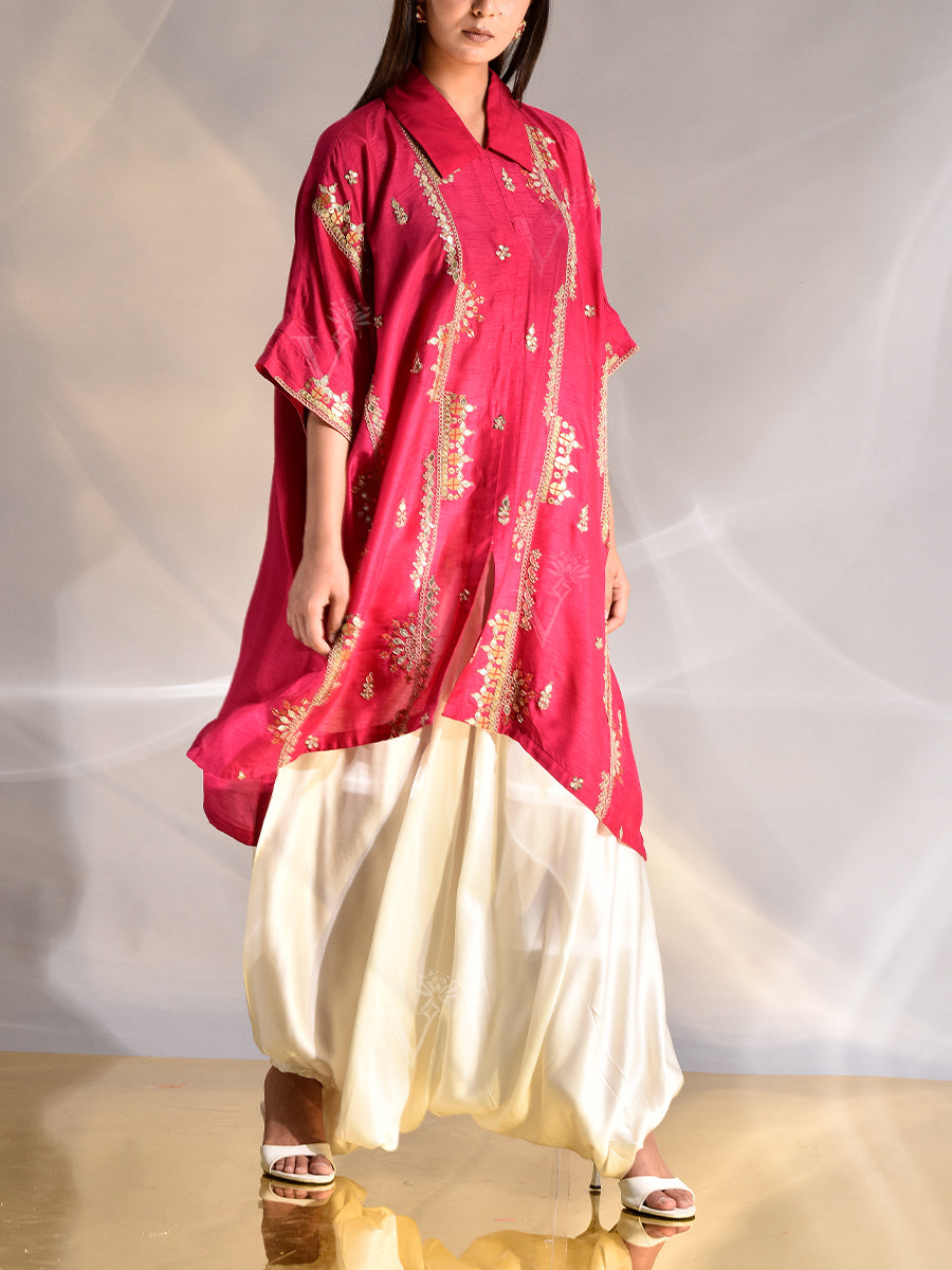 Buy Pink Silk Kaftan and Harem Pant Set Online – Vasansi Jaipur