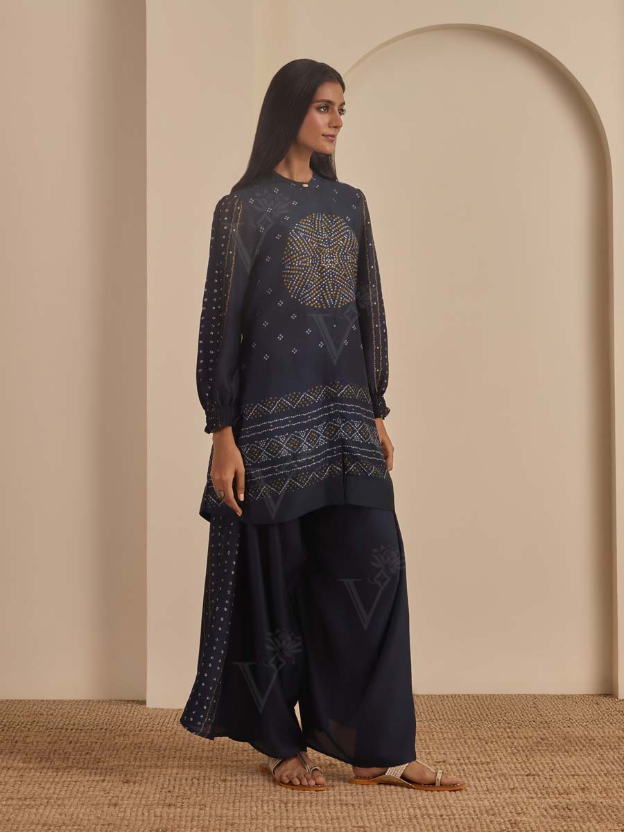 Buy Navy Blue Printed Top and Cowl Pant Set Online – Vasansi Jaipur